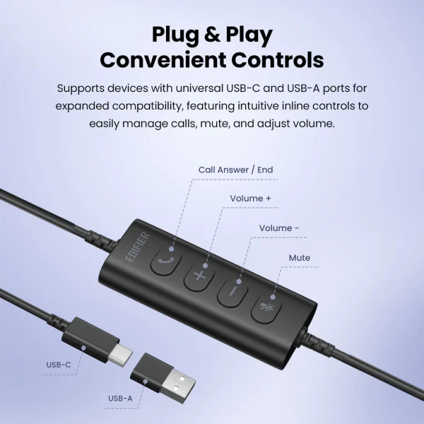 Edifier CC100 Wired Mono Headset | AI Noise Cancelling Mic